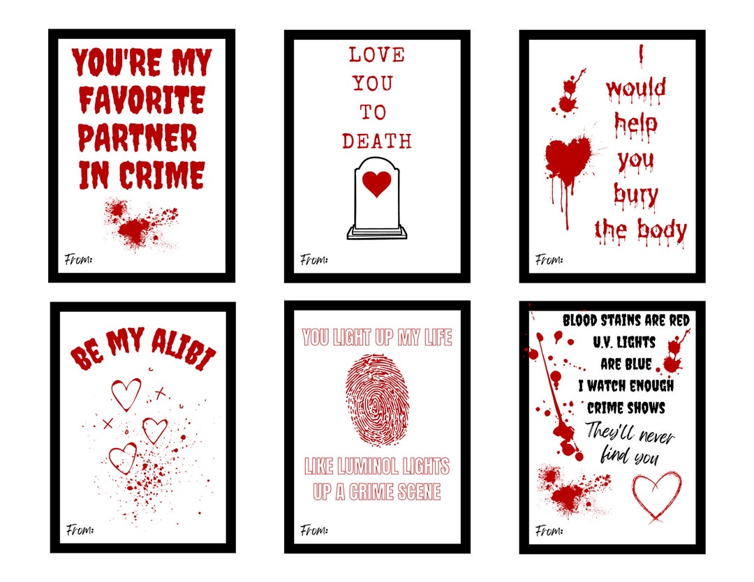 Funny True Crime Printable Valentine - Etsy