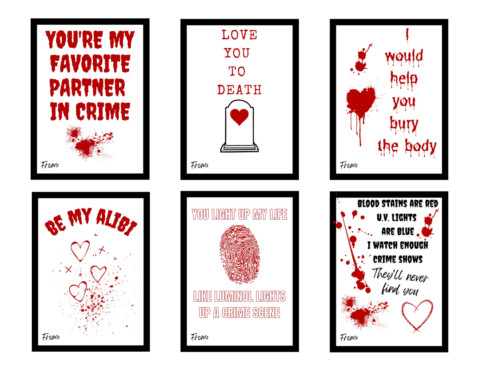 Funny True Crime Printable Valentine - Etsy