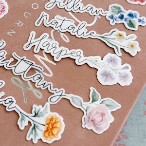 Custom Birth Month Flower Name Sticker, Personalized Vinyl Decals ...