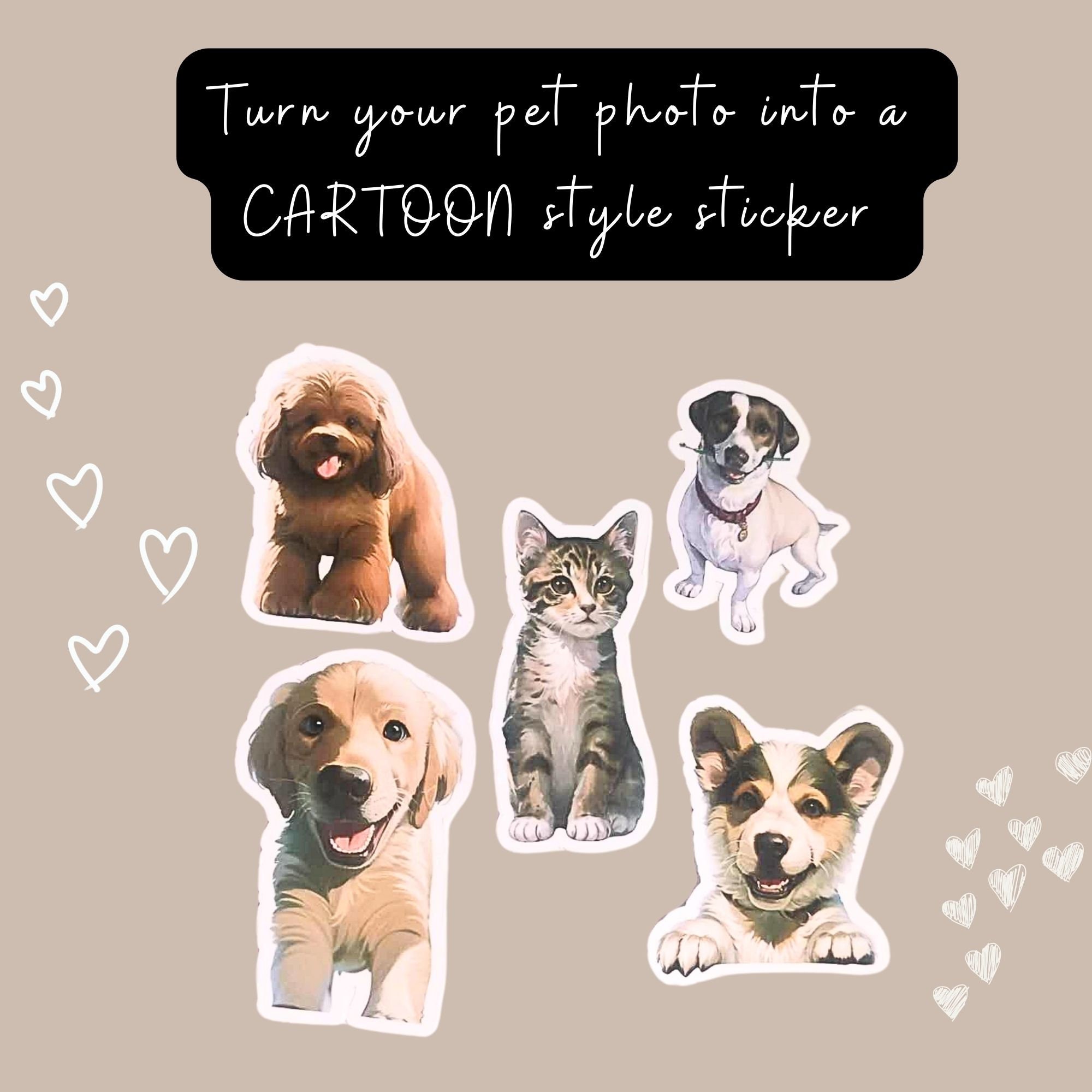 Custom Cartoon Sticker, Pet Portrait, Die Cut Vinyl Waterproof ...