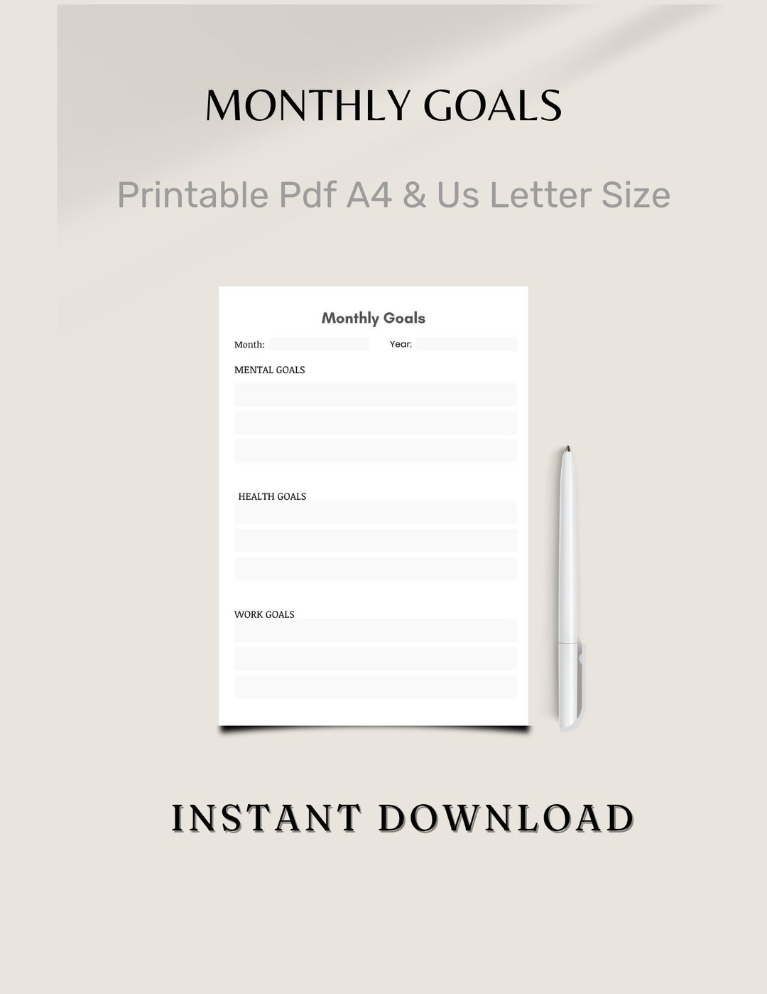 My Monthly Goals Printable Life Goals, Fitness Goals, Career Goals ...