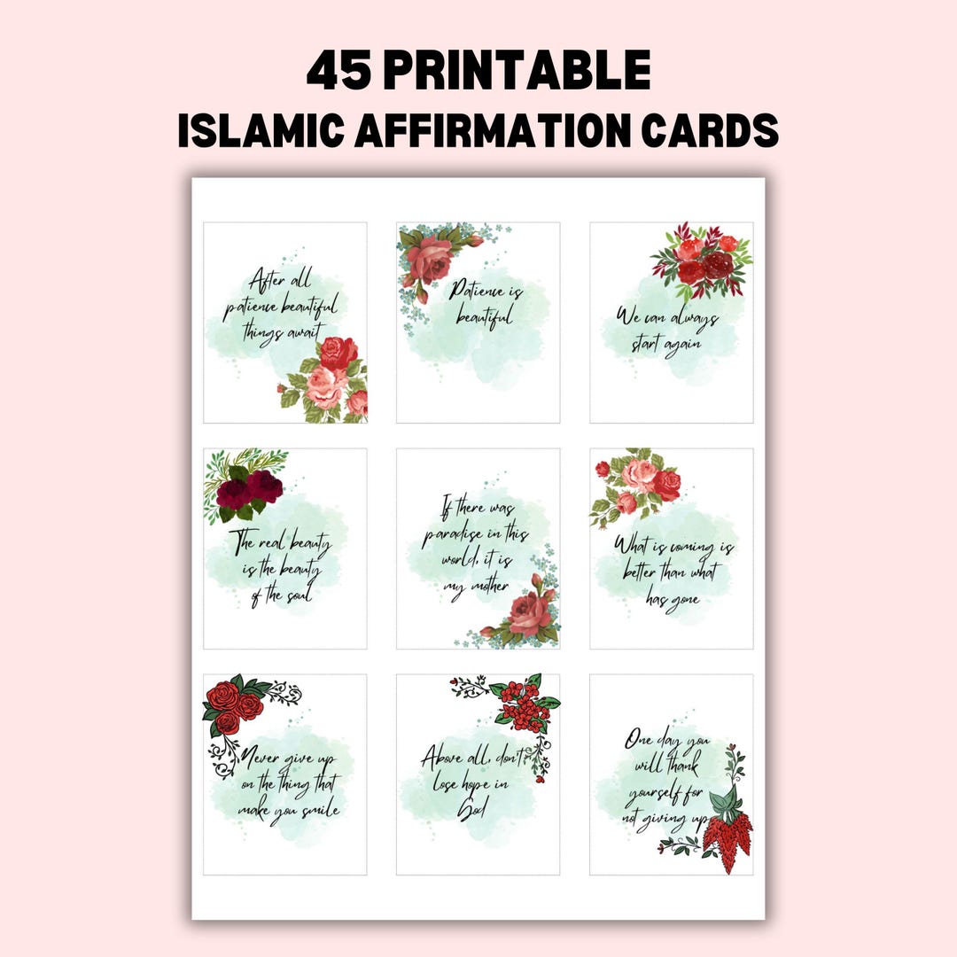 45 Printable Islamic Affirmation Cards, Islamic Motivational Cards ...