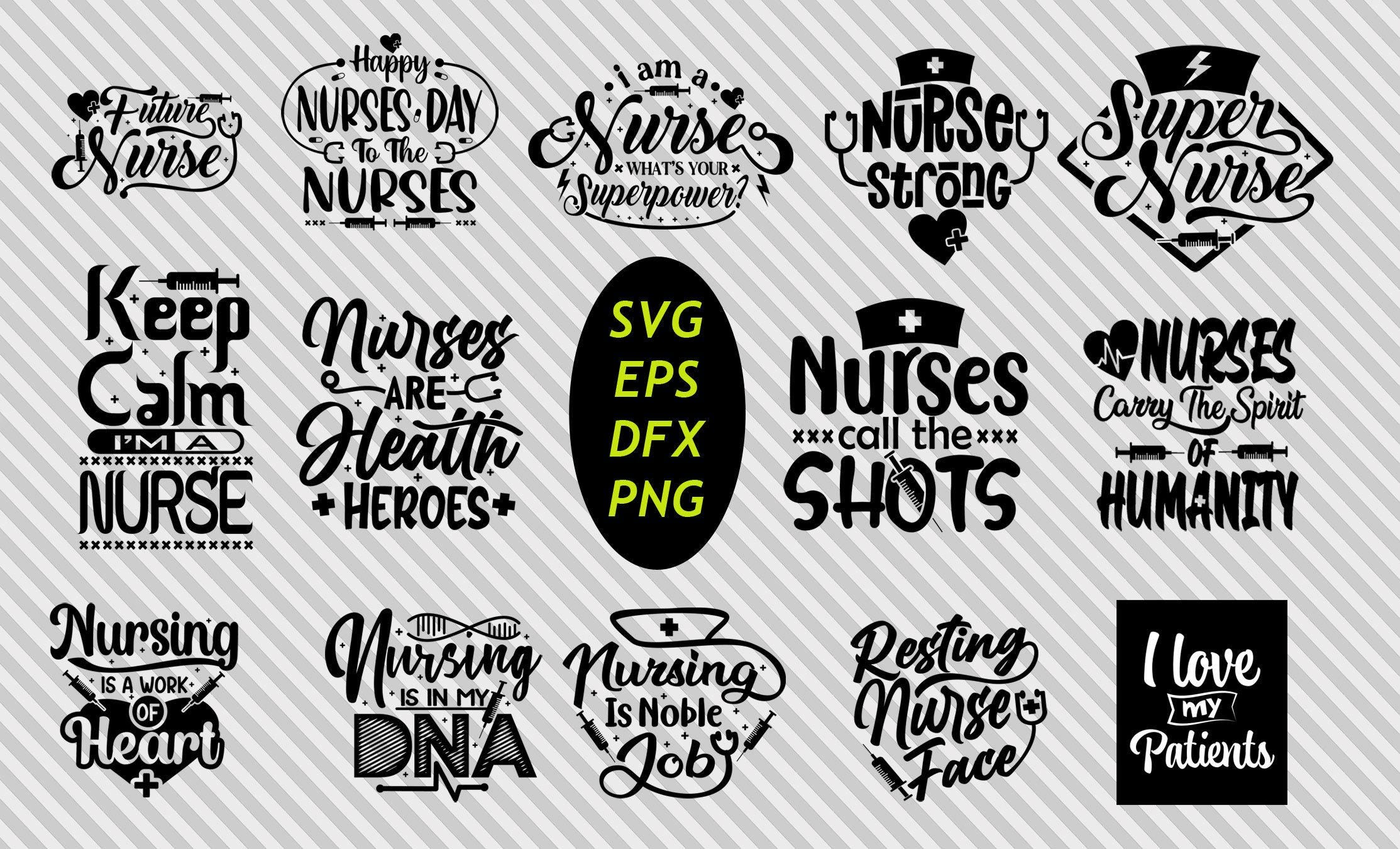 Nurse Nursing SVG Bundle - 14 Pack of Digital Files Dfx, Png, Eps ...