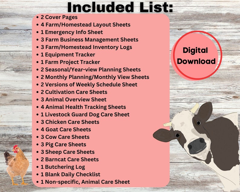 Homestead Planner: 52 Sheet Farm Management (digital Download) - Etsy
