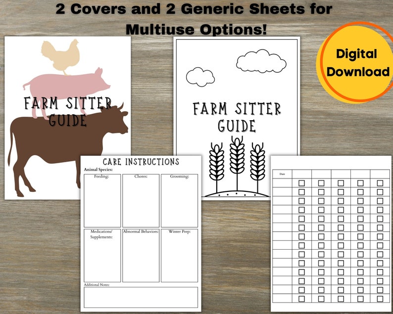 Farm Sitter Planner Farm Sitter Guide Farm Care Guide - Etsy