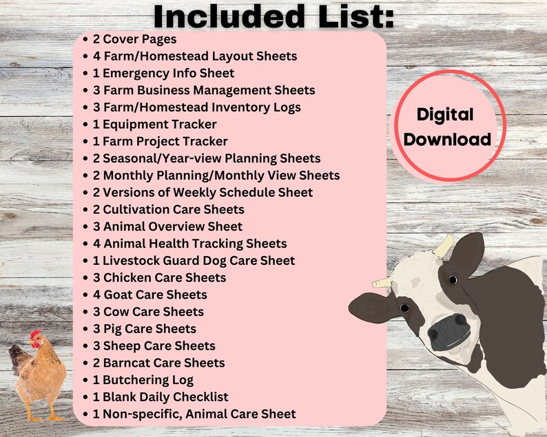 Farm Planner Printable Homestead Planner Ranching Planner - Etsy