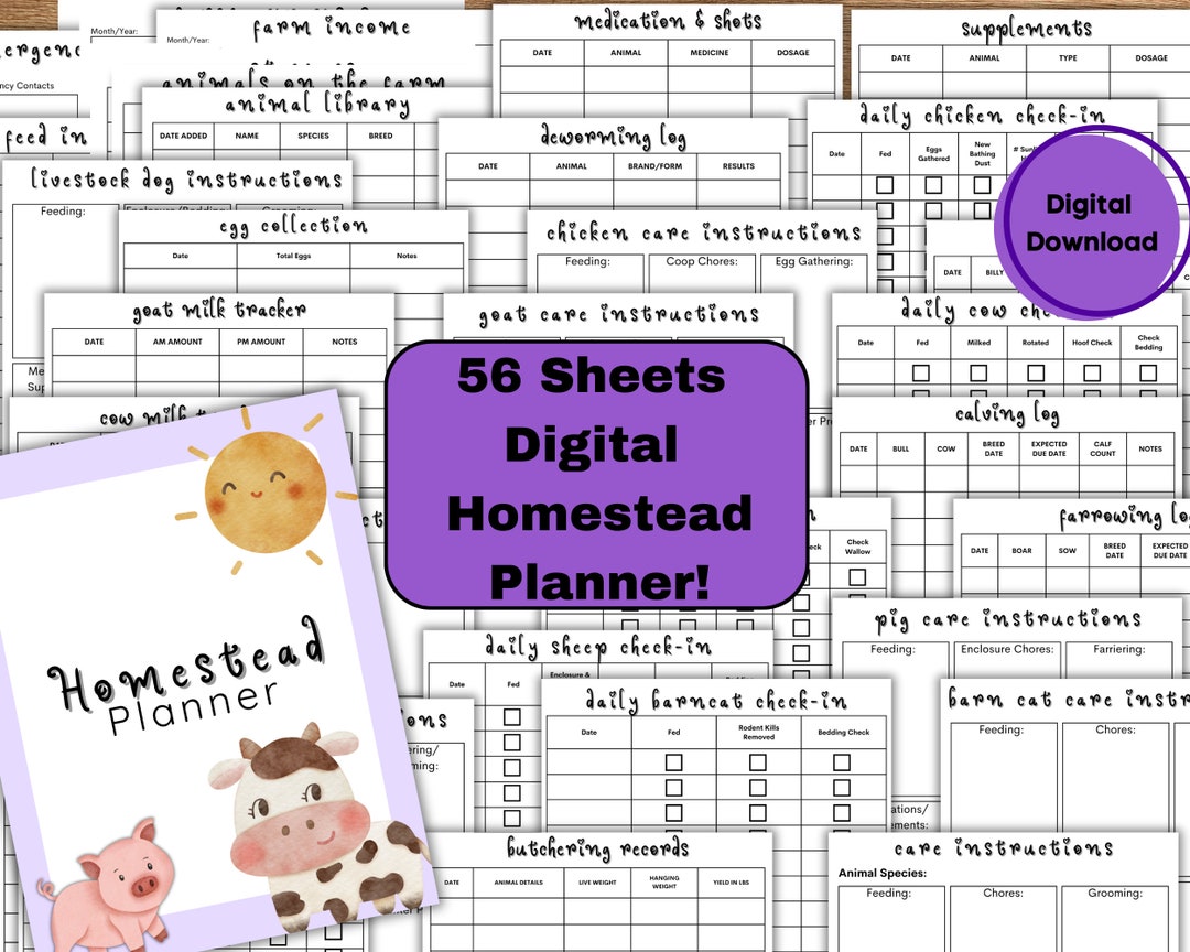 Purple Farm Planner, Printable Homestead Planner, Ranching Planner ...