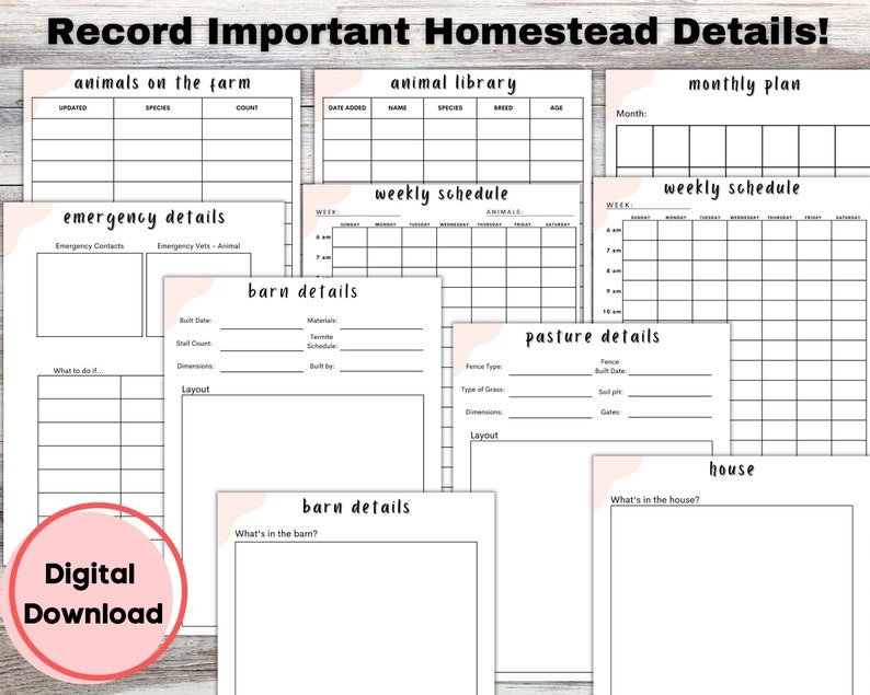 Farm Planner Printable Homestead Planner Ranching Planner - Etsy