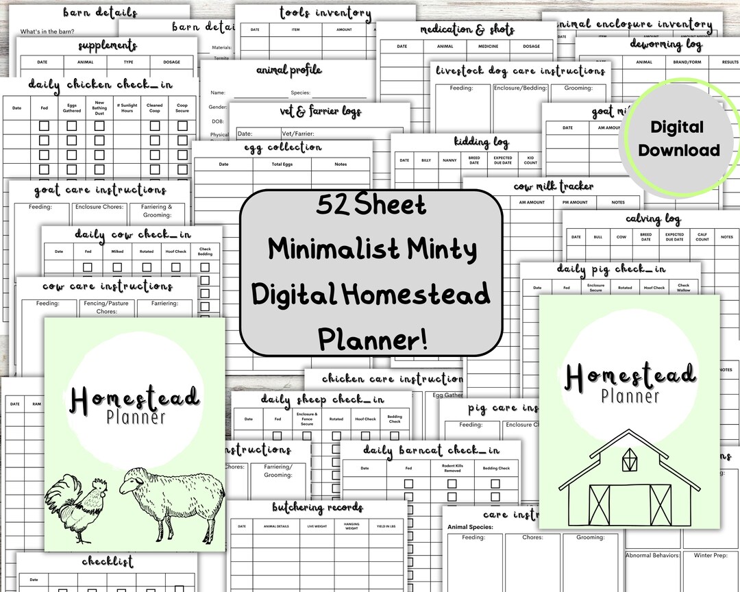 Farm Planner, Printable Homestead Planner, Ranching Planner, Farming ...