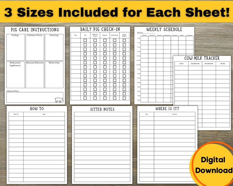 Farm Sitter Planner Farm Sitter Guide Farm Care Guide - Etsy