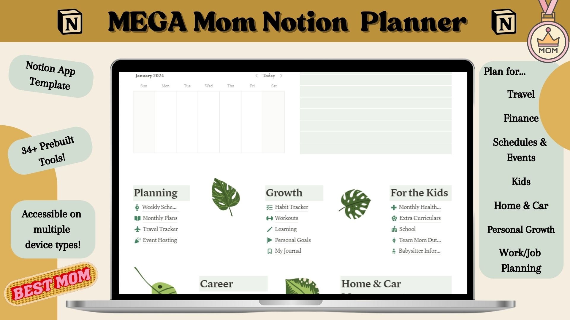 Ultimate Mom Planner Huge Notion Template Mom Planner Notion Homemaker ...