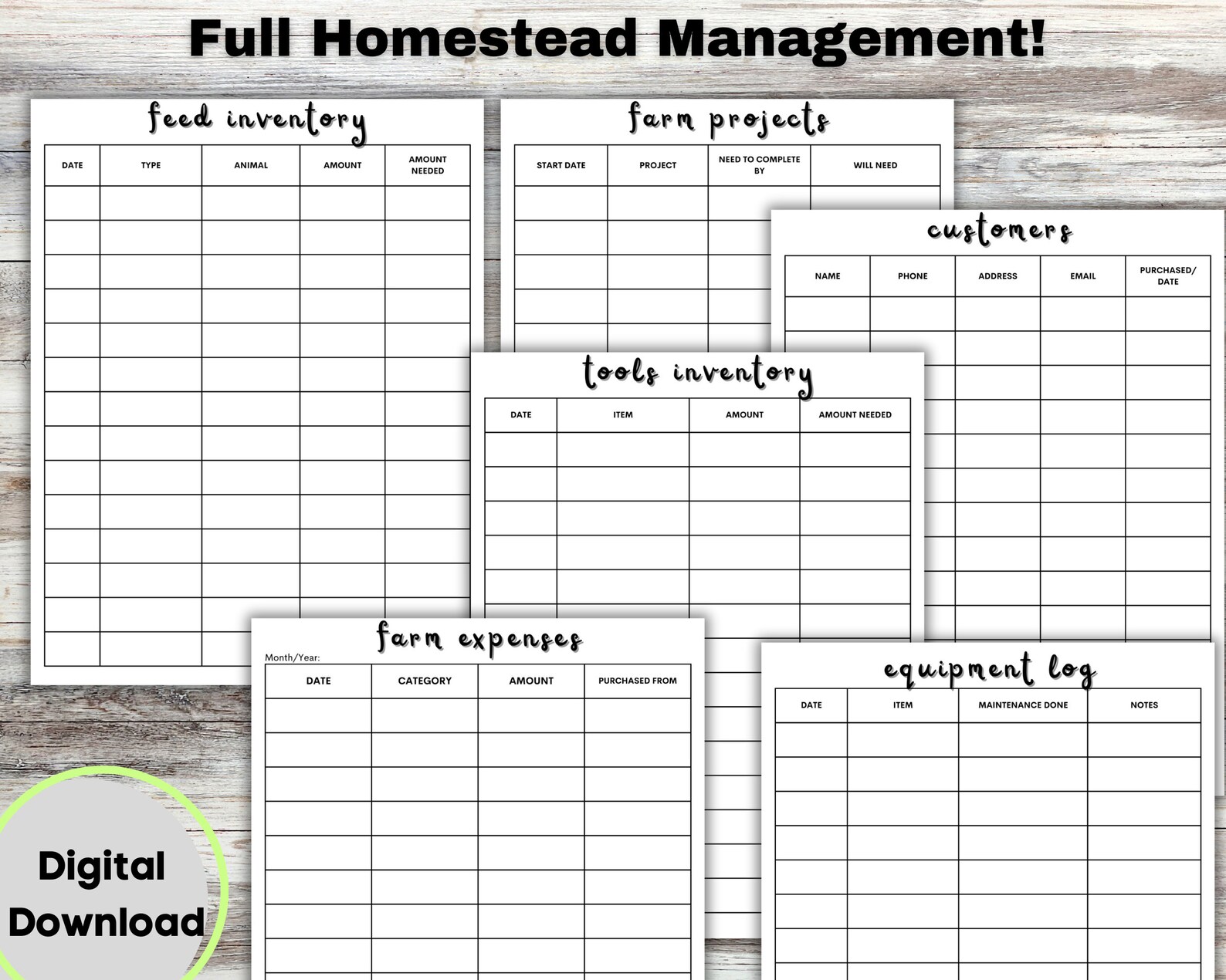 Farm Planner, Printable Homestead Planner, Ranching Planner, Farming ...