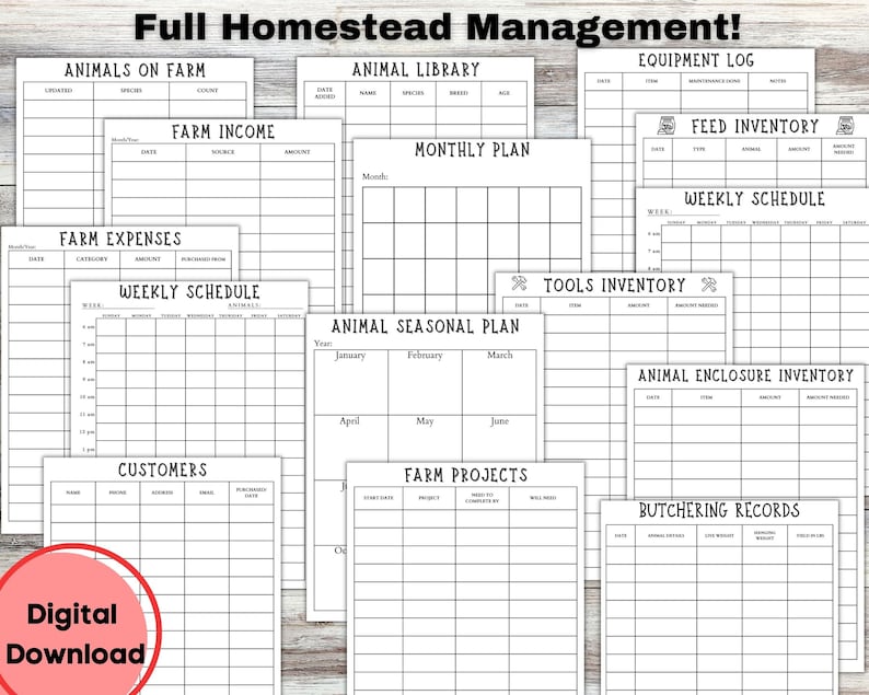 Homestead Planner: 52 Sheet Farm Management (digital Download) - Etsy