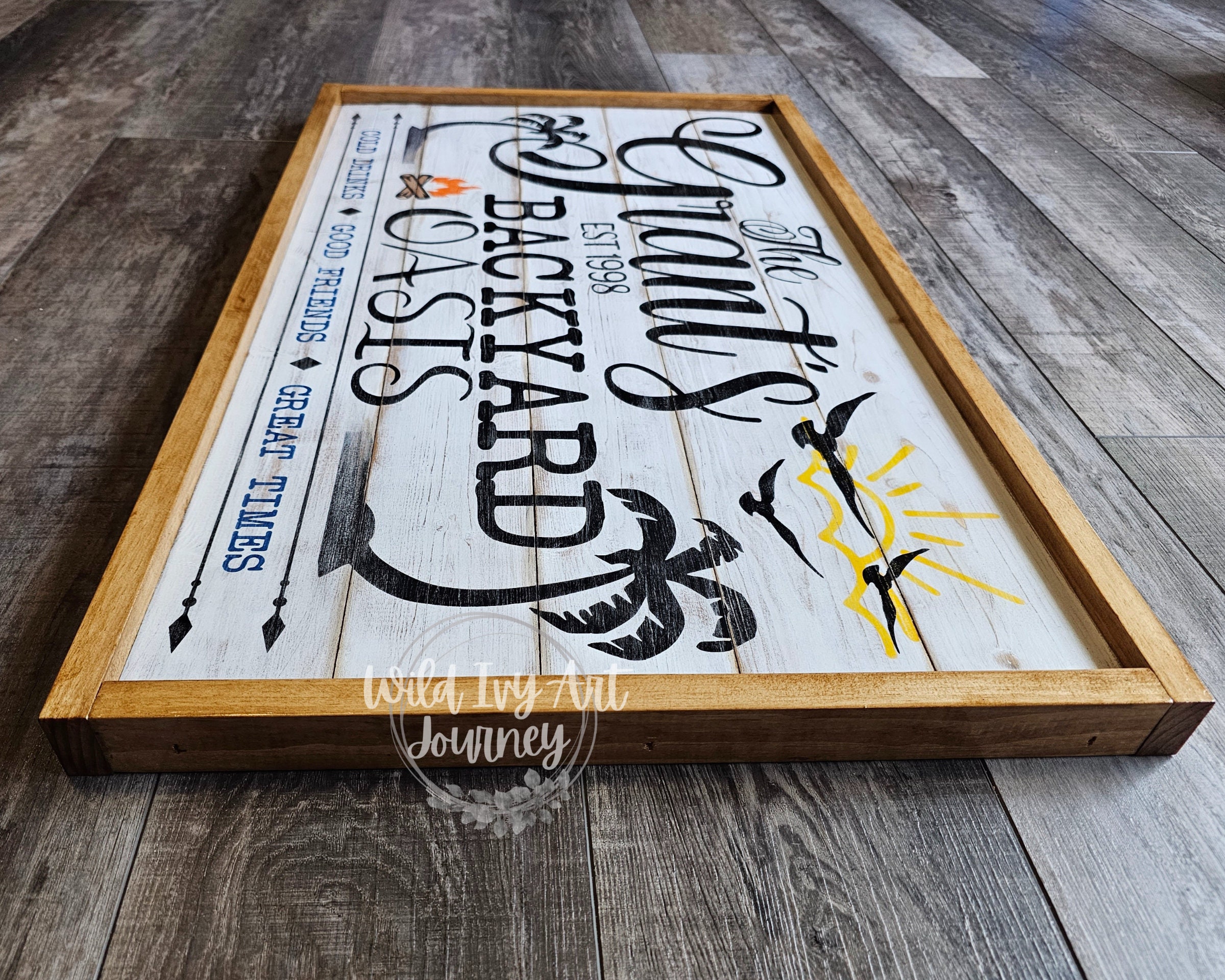 Custom Personalized Backyard Oasis Wood Sign Outdoor Patio Pool Outside ...