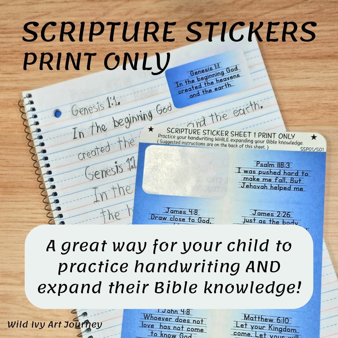 Scripture Stickers, PRINT ONLY Handwriting Practice, Memorize Bible ...