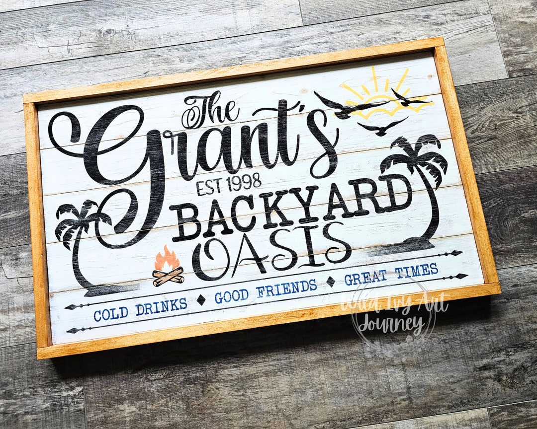 Custom Personalized Backyard Oasis Wood Sign Outdoor Patio Pool Outside ...