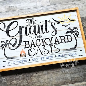 Custom Personalized Backyard Oasis Wood Sign Outdoor Patio Pool Outside ...