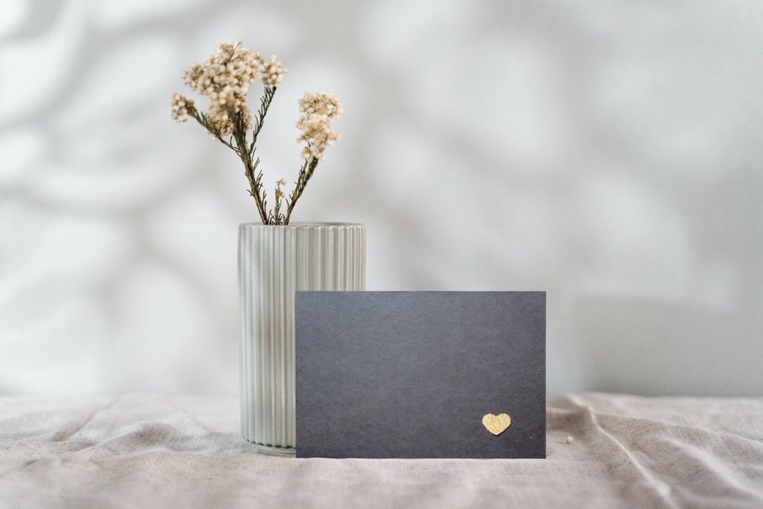 Gold Glitter Heart Card, Black (hand-made) - Etsy