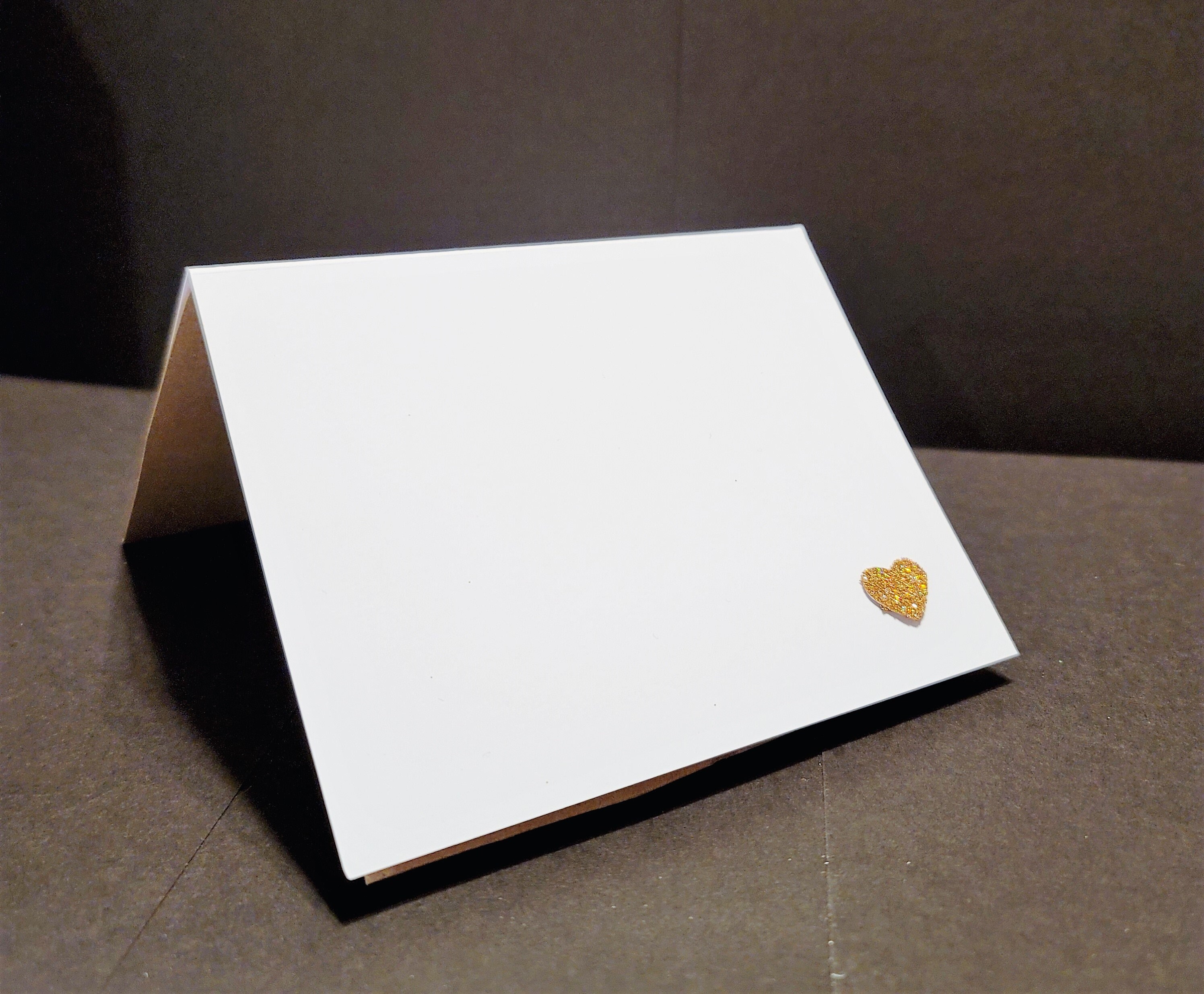 Gold Glitter Heart Card White hand-made - Etsy