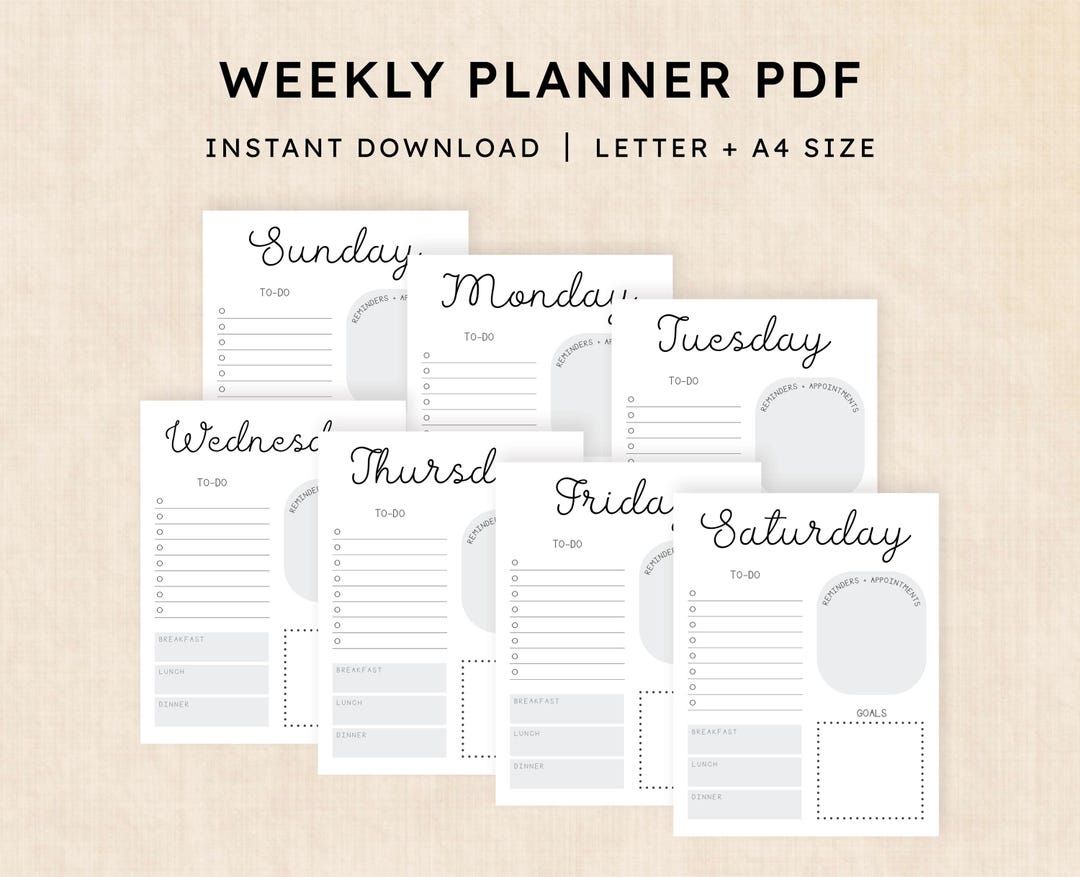 Weekly Planner Printable · 7-page PDF · Happy Haven - Etsy
