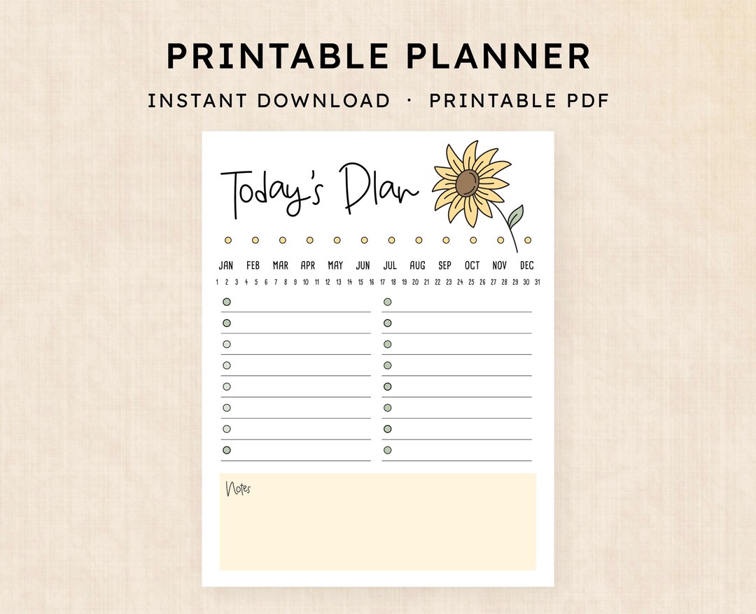 Printable Daily Planner: Letter & A4 (instant Download) - Etsy