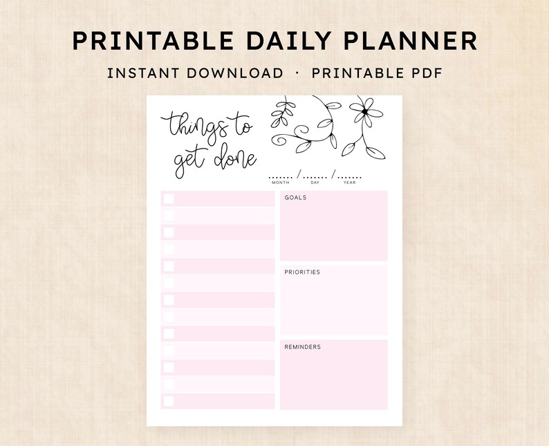Printable Daily Planner · Instant Download PDF · Inspired Ivy - Etsy