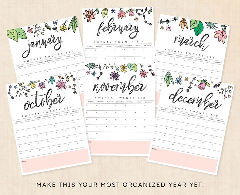 Printable 2026 Calendar · Playful Prairie - Etsy