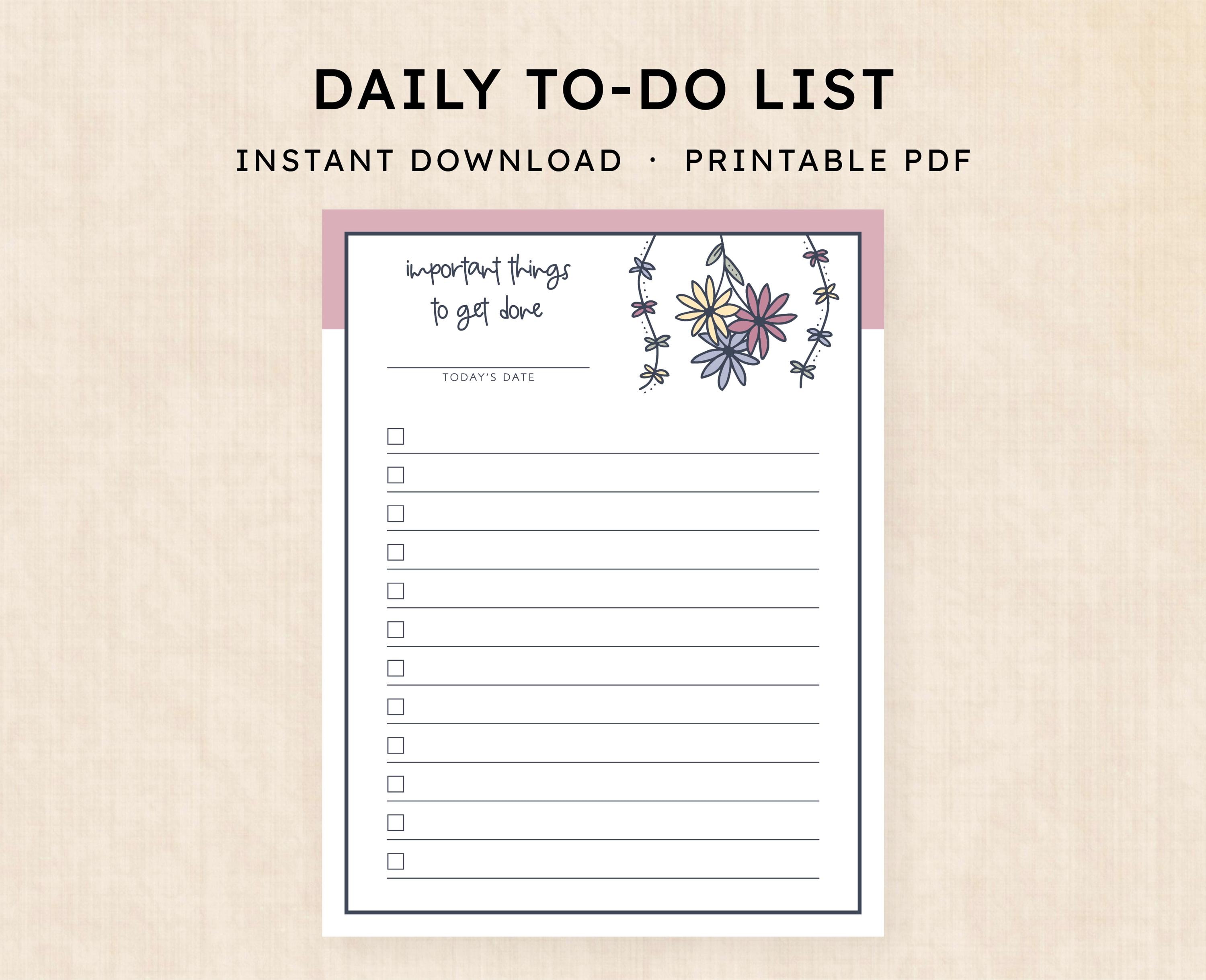 Printable To-do List · Instant Download PDF · Dangling Daisies - Etsy