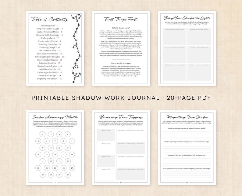 Shadow Work Journal · 20-page PDF · Instant Download - Etsy