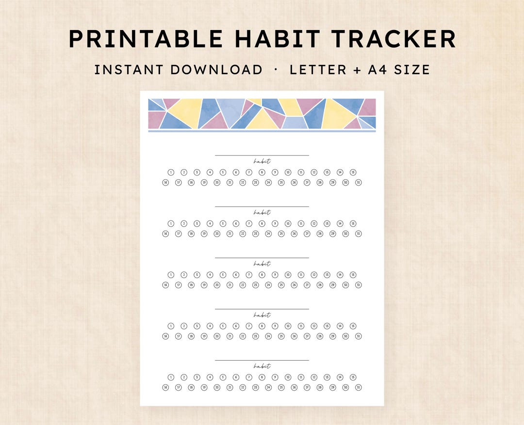 Habit Tracker Printable · Instant Download PDF · Moonlight Mosaic - Etsy