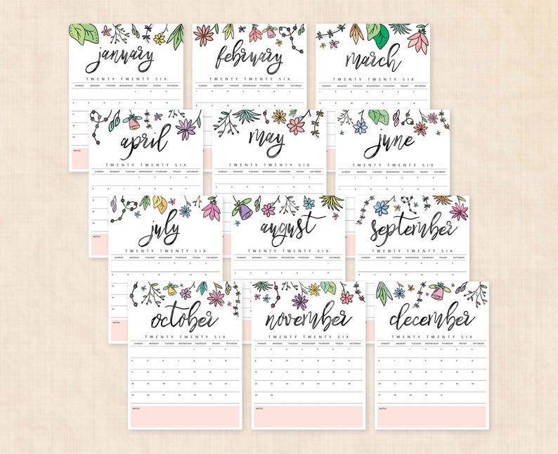 Printable 2026 Calendar · Playful Prairie - Etsy