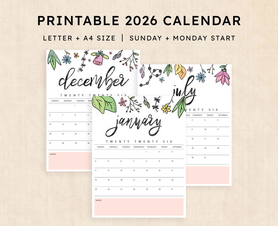 Printable 2026 Calendar · Playful Prairie - Etsy