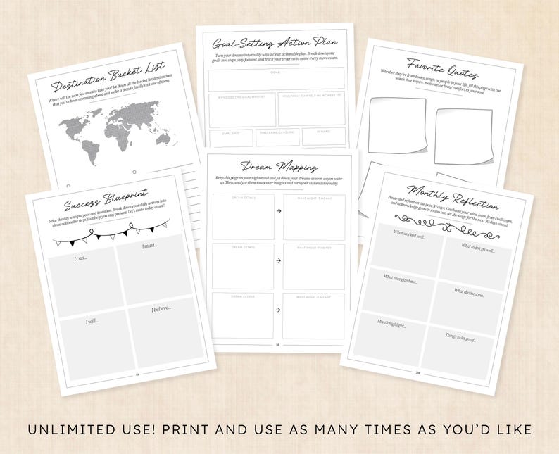 Vision Board Template · 20-page PDF · Instant Download - Etsy
