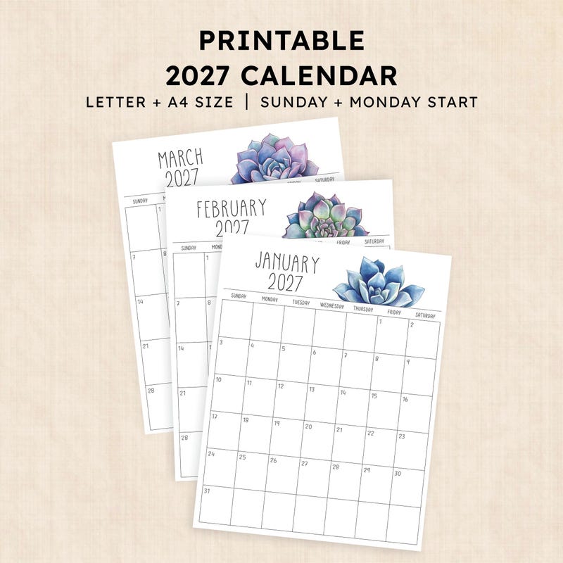 Succulents Wall Calendar - Etsy