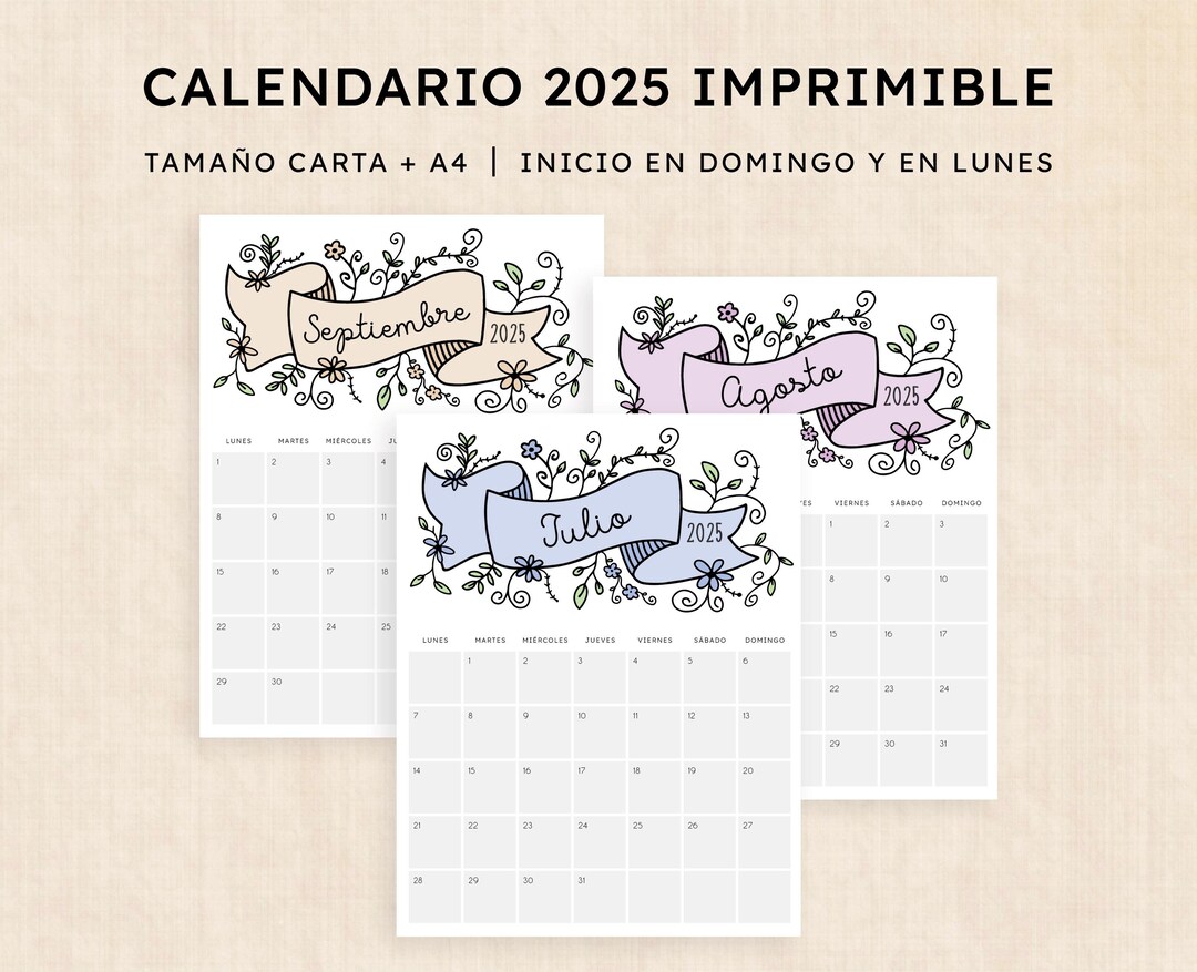 Calendario 2025 Para Imprimir · PDF De 12 Páginas · Lavish Lillies ...