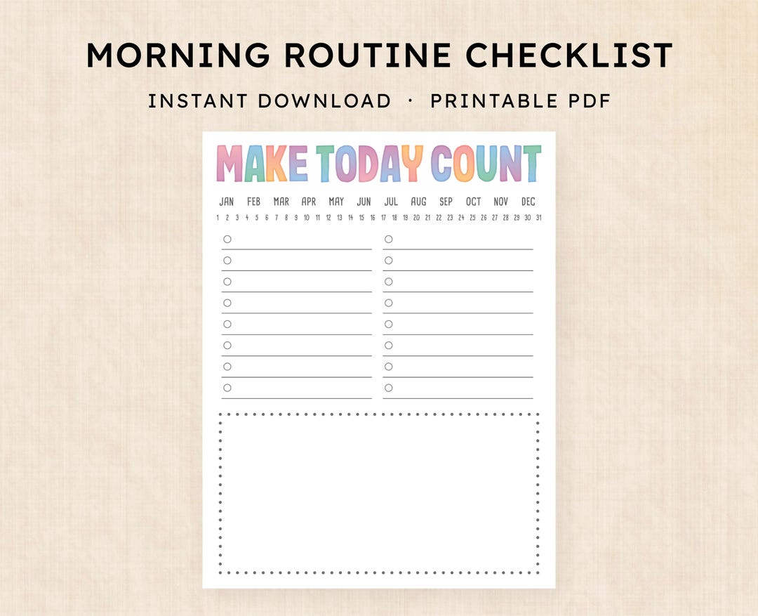 Morning Routine Checklist · Instant Download PDF · Kaleidoscopic Kick ...
