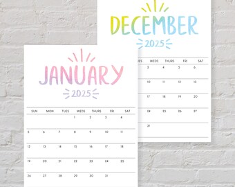 2025 Calendar Printable, Monthly Calendar 2025, Blank Calendar 2025 ...