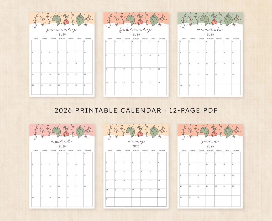 Calendario stampabile 2026 · Garden Gala - Etsy Italia