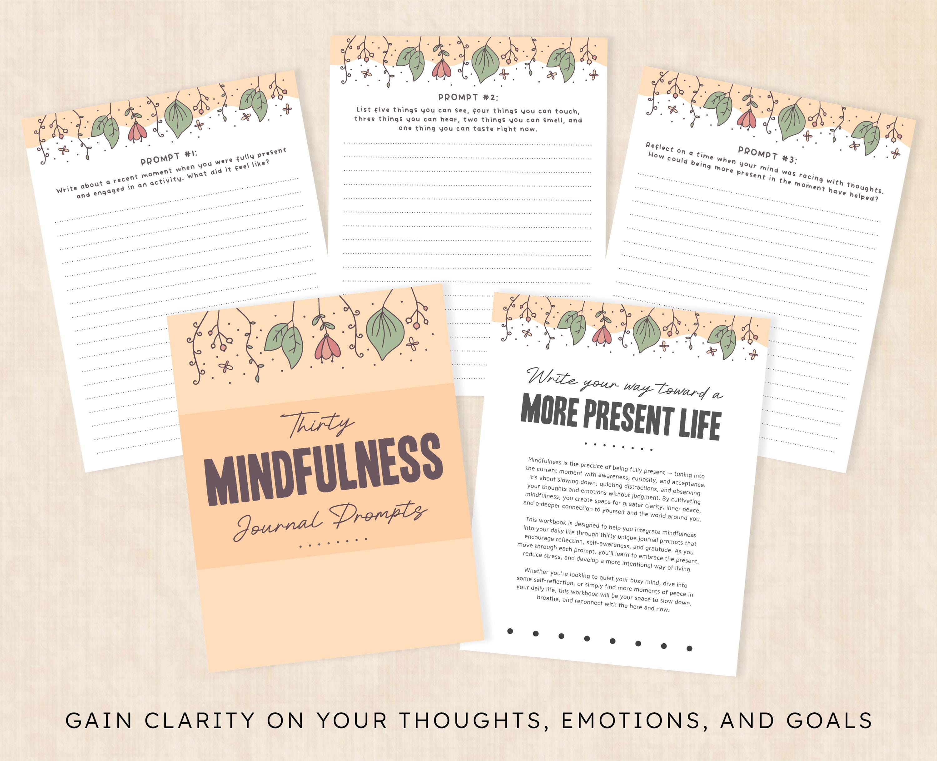 Mindfulness Journal Prompts · 32-page PDF · Instant Download - Etsy