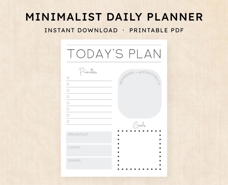 Minimalist Daily Planner · Instant Download PDF · Hopeful Harmony - Etsy