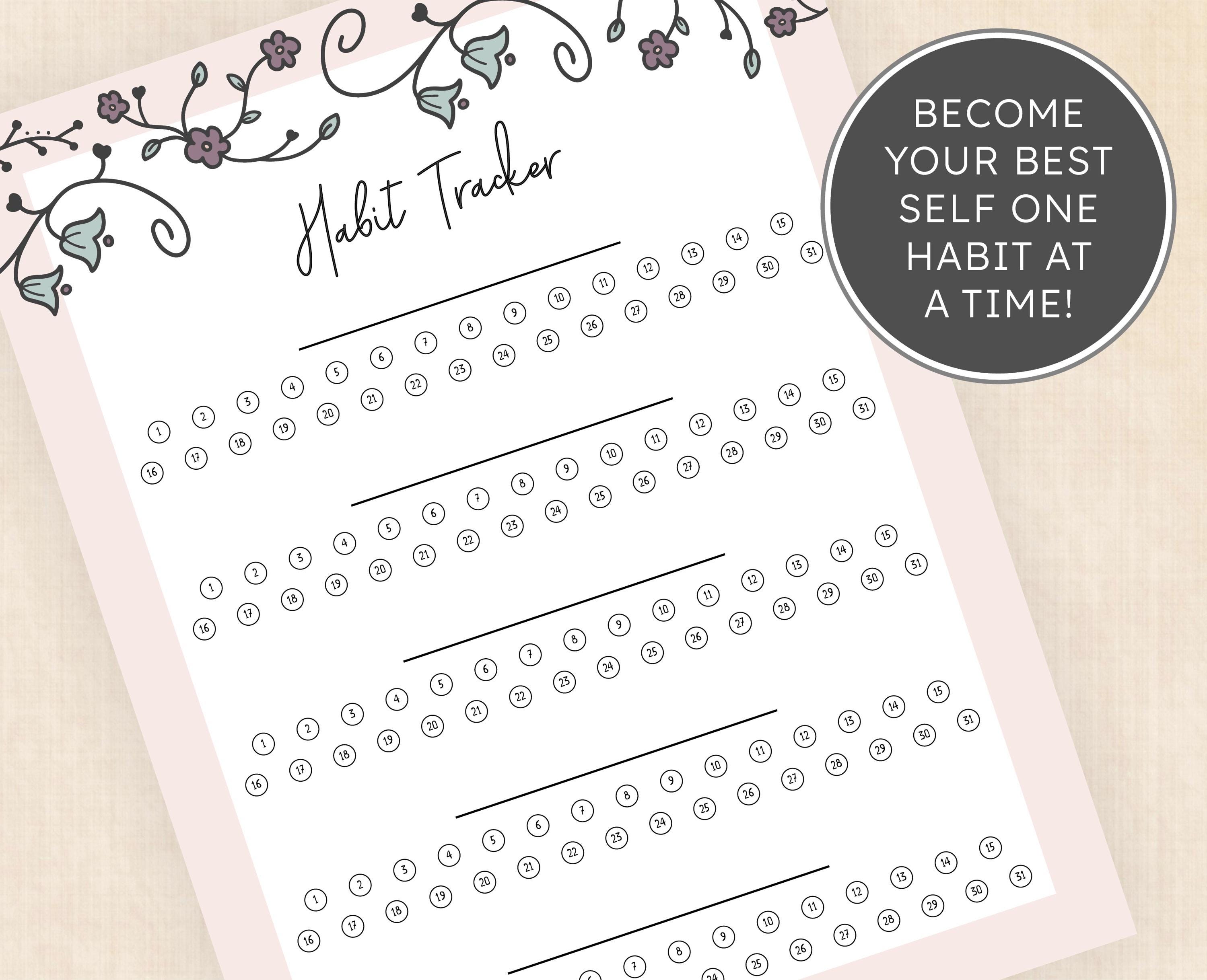 Habit Tracker Printable · Instant Download PDF · Vintage Vines - Etsy