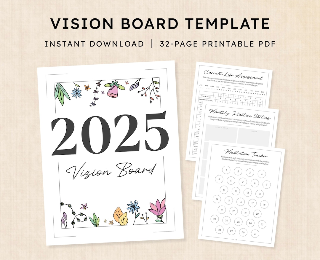 2025 Vision Board Template · 32-page PDF · Instant Download - Etsy Canada