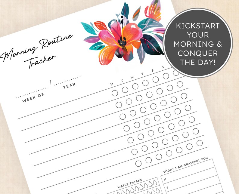 Morning Routine Template · Instant Download PDF · Tropical Treasure - Etsy