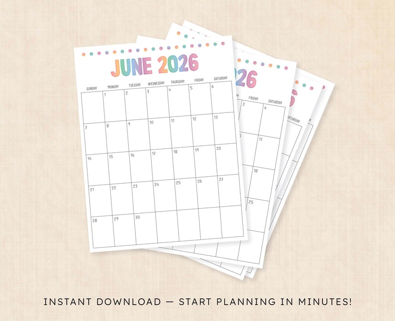 Printable 2026 Calendar · Electric Echo - Etsy