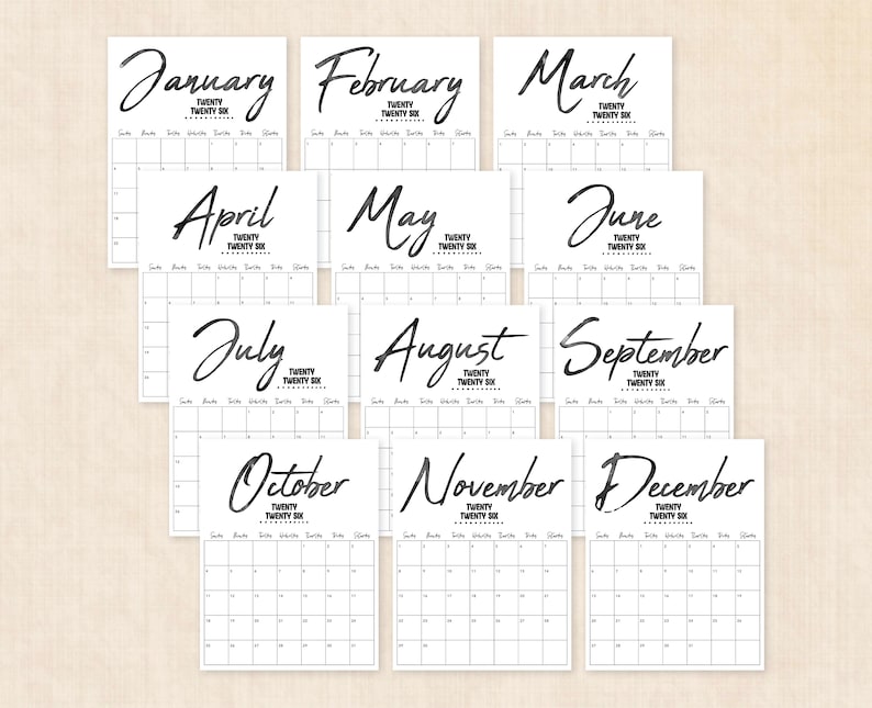 Printable 2026 Calendar · Zebra Zest - Etsy
