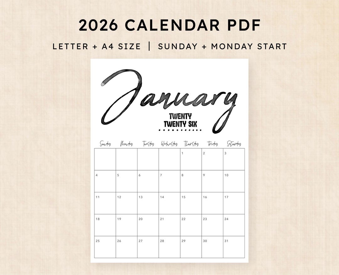 Printable 2026 Calendar · 12-page PDF · Zebra Zest - Etsy