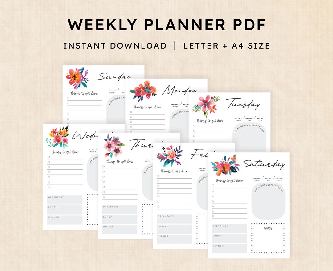 Weekly Planner Printable · 7-page PDF · Tropical Treasure - Etsy