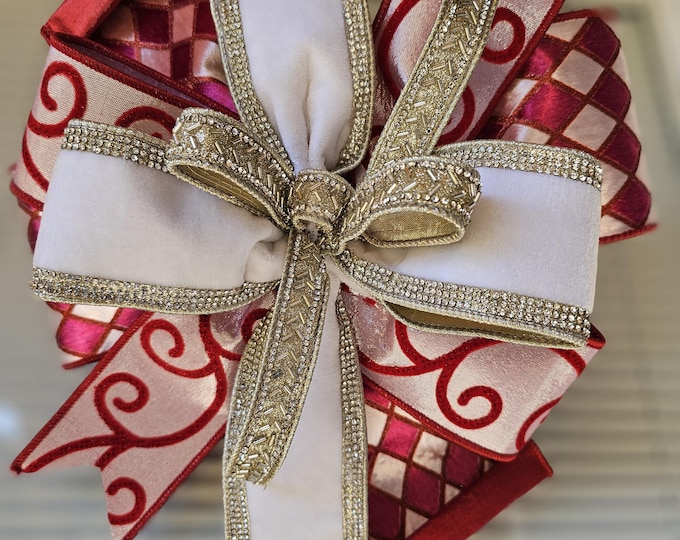 Designer Bow, Farrisilk Bow, Christmas Wreath Attachment, Package Bow ...