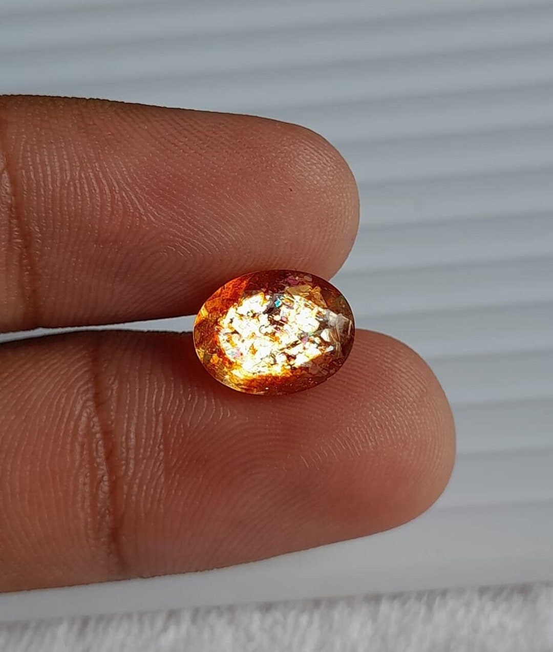 Matrix Fire Multi Flakes Sunstone 8.50X10.50 MM 2.45 Carats Filled With ...