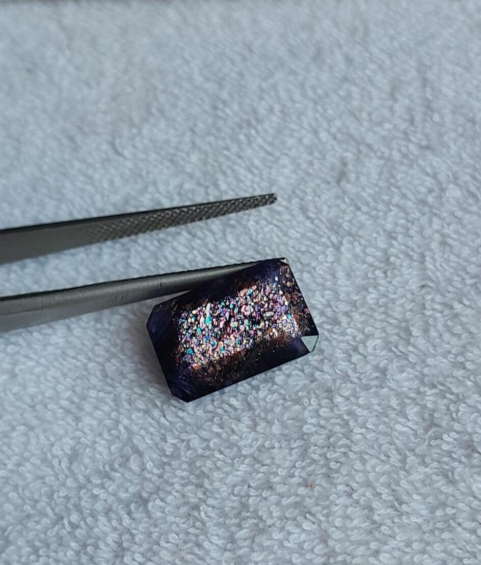 Multi Colors Sparklings Bloodshot Lolite Sunstone 6.55 Cts. 10X15 100% ...